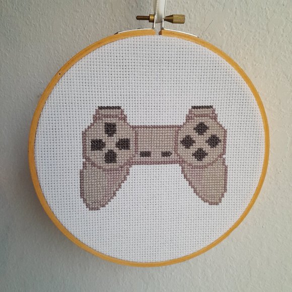 Wall Decor | 42 Handmade Crossstitch Video Game Controller Playstation ...